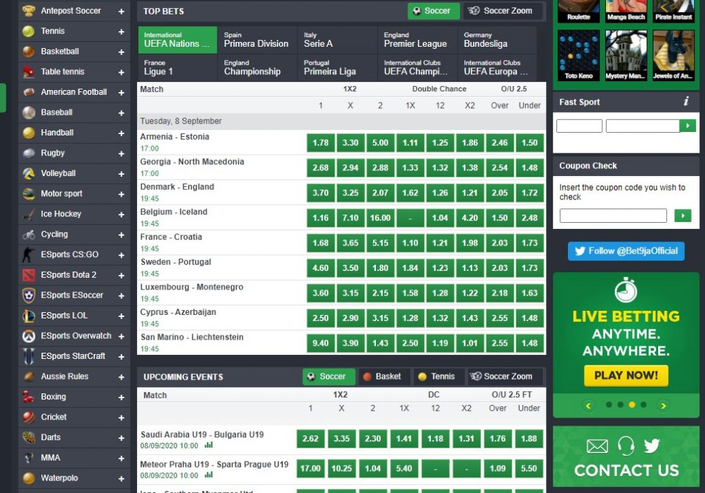 One of the best in the market, Bet9ja Nigeria sport betting ...